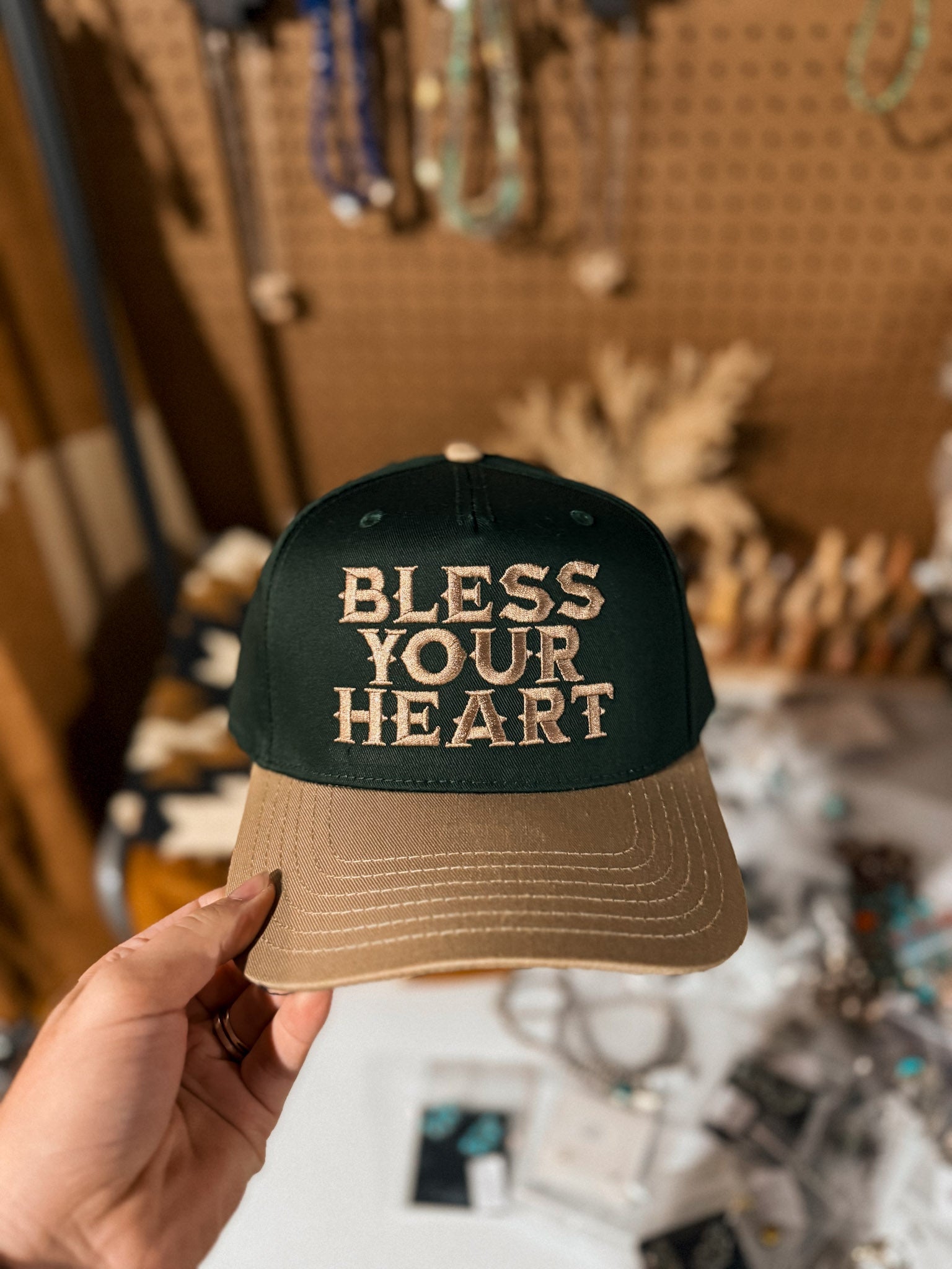 Bless Your Heart Hat: Dark Green – Desert Down Ranch Wear